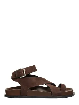 A.emery A. Emery Jalen Buckled Suede Ankle-wrap Sandals Walnut