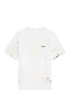 Helmut Lang Distressed Printed Cotton T-shirt - White
