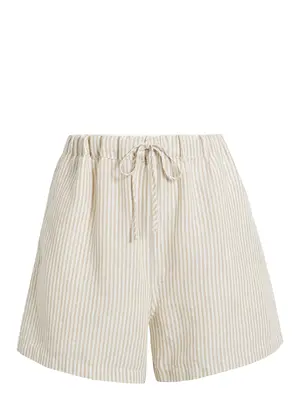 Onia Onia Striped Linen-Blend Shorts Beige