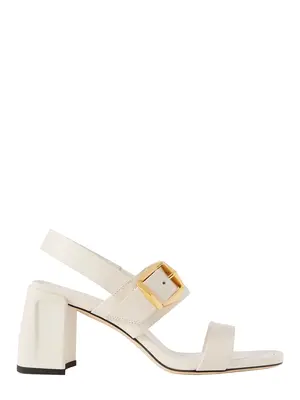 JIMMY CHOO Hawke 70 Leather Slingback Sandals - Cream