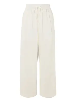 FRAME Lounge Cotton-blend Wide-leg Pants - Cream