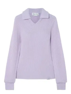 Victoria Beckham Ribbed Stretch-cashmere Sweater - Purple