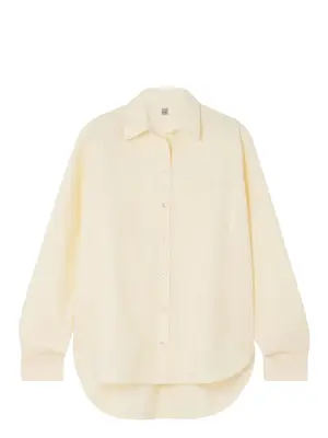 TOTEME Embroidered Organic Cotton Oxford Shirt - Yellow