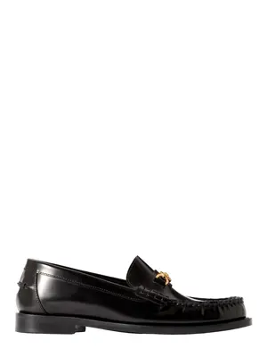 Versace Embellished Leather Loafers - Black