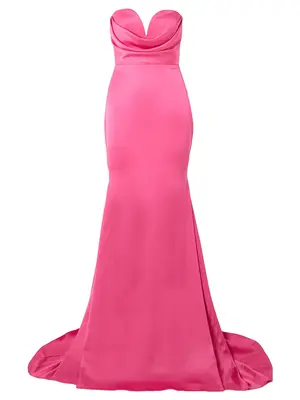 Alex Perry Strapless Draped Gown - Pink