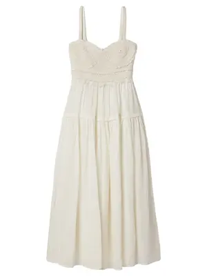 Ulla Johnson Gisella Ruffled Crocheted Cotton-trimmed Ramie Midi Dress - Cream