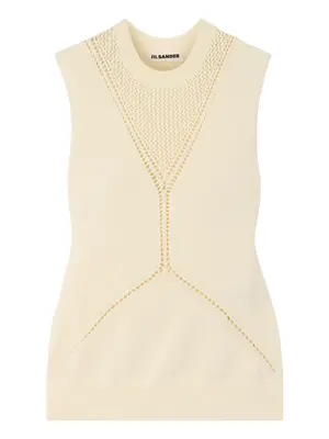 JIL SANDER Pointelle-knit Top - Neutrals