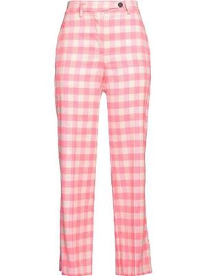 VICOLO Gingham Straight-leg Pants - Fuchsia