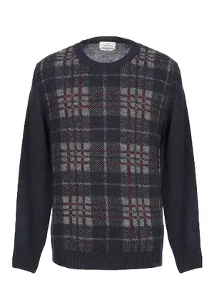 BROOKSFIELD Checked Knit Sweater - Blue