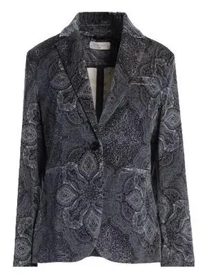 CIRCOLO 1901 Paisley Print Velvet Blazer - Navy