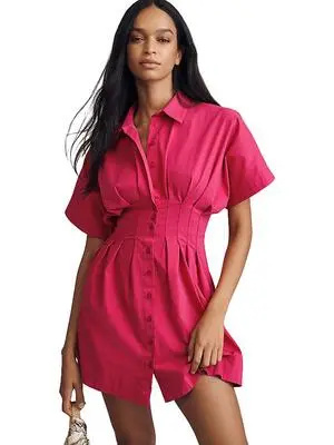 EXQUISE Tobie Shirt Dress Solid Pink