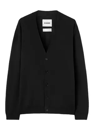 JIL SANDER V-neck Wool Cardigan - Black