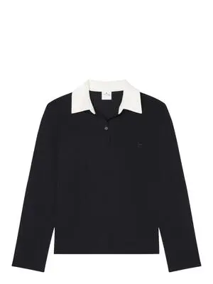 COURREGES Contrasting Cotton Blend Polo Shirt - Black