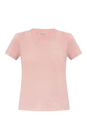 Moncler Logo-patch Cotton T-shirt - Pink