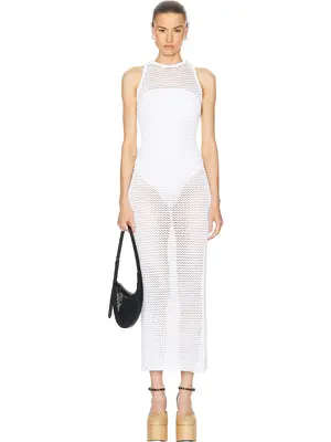 Alaïa Open Knit Maxi Dress - Blanc