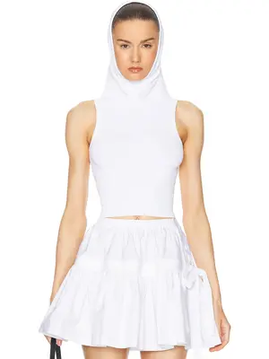 Alaïa Crop Hooded Tank Top - Blanc