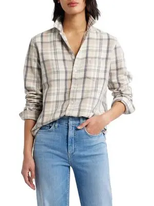 Frank & Eileen Eileen Relaxed Button-up Shirt - Cream/sand/grey Plaid