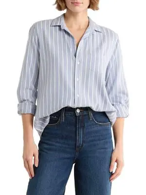 Frank & Eileen Eileen Relaxed Button-up Shirt - Wide Blue Stripes