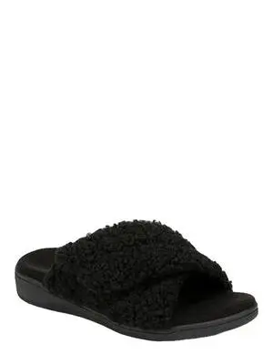 Vionic Relax Ii Plush Slide Sandal - Black Shearling