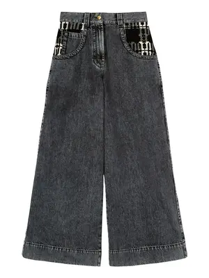 Palm Angels Monogram Wide-leg Jeans - Grey
