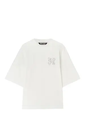 Palm Angels Pa Monogram-embroidered T-shirt - White