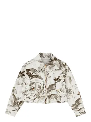 Palm Angels Palm-tree Print Denim Jacket - Neutrals