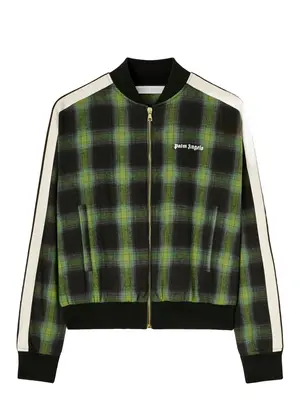 Palm Angels Logo-embroidered Plaid Bomber Jacket - Green