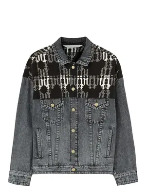Palm Angels Monogram-jacquard Denim Jacket - Grey