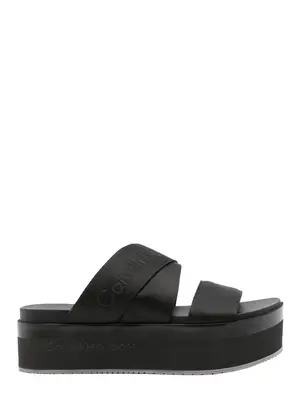 Calvin Klein Logo Jacquard Flatform Sandals - Black