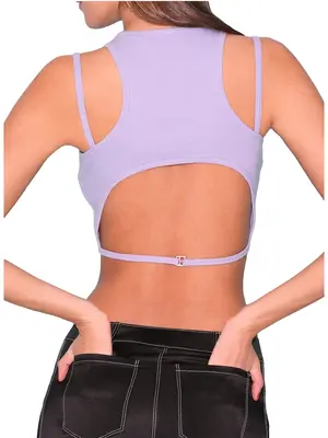 FLEUR DU MAL Strappy Ribbed Tank - Blue