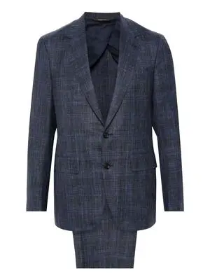 Canali Check-pattern Single-breasted Suit - Blue