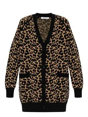 Max Mara Tenore Leopard-intarsia Cardigan - Brown