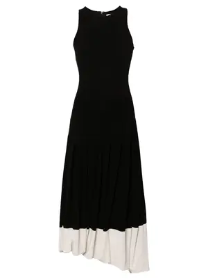 Victoria Beckham Pleated Crepe Midi Dress - Black