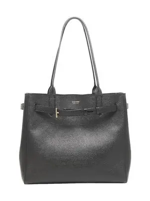 TOM FORD Mini T Leather Tote Bag - Black