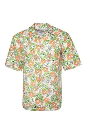 Marni Printed Linen Bowling Shirt - Green