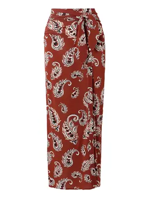 Rabanne Paisley-print Maxi Skirt - Red