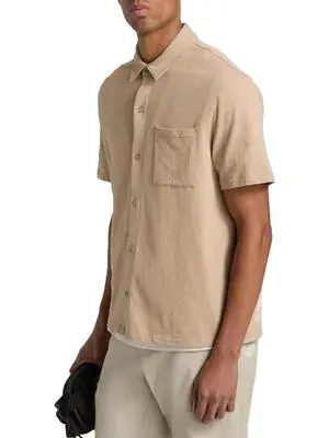 Vince Apos;s Sueded Jersey Button-down Shirt - Pecan