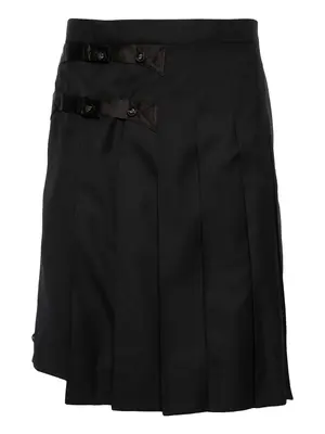 Thom Browne Pleated Wool Skorts - Black