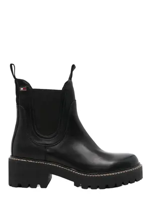 Tommy Hilfiger Leather Chelsea Boots - Black