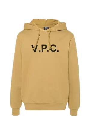 A.p.c. Logo-flocked Cotton Hoodie - Green
