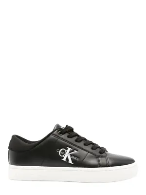 Calvin Klein Debossed-logo Leather Sneakers - Black