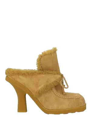 Burberry Leather Mules With Shearling Lining - Yellow