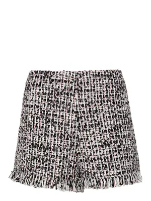 SELF-PORTRAIT Tweed Fringed Shorts - Black