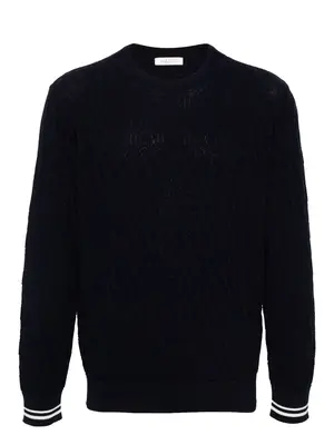 Valentino Garavani Optical-jacquard Cotton Jumper - Blue
