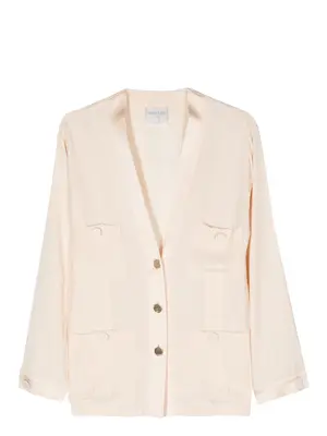 FORTE_FORTE Single-breasted Crepe Cardigan - Neutrals