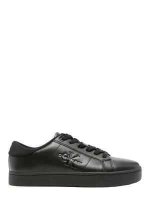 Calvin Klein Debossed-logo Leather Sneakers - Black