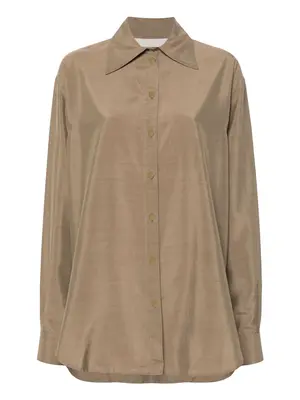 QUIRA Pointed-collar Buttoned Shirt - Brown