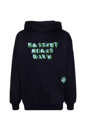 RASSVET Slogan-print Cotton Hoodie - Blue