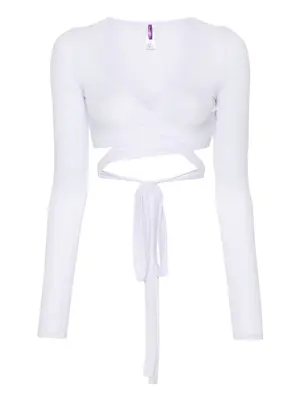 MAISON CLOSE Maison Close La Femme Amazone Ribbed Wrap Blouse