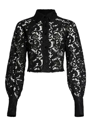 PATOU Cropped Lace Shirt - Black